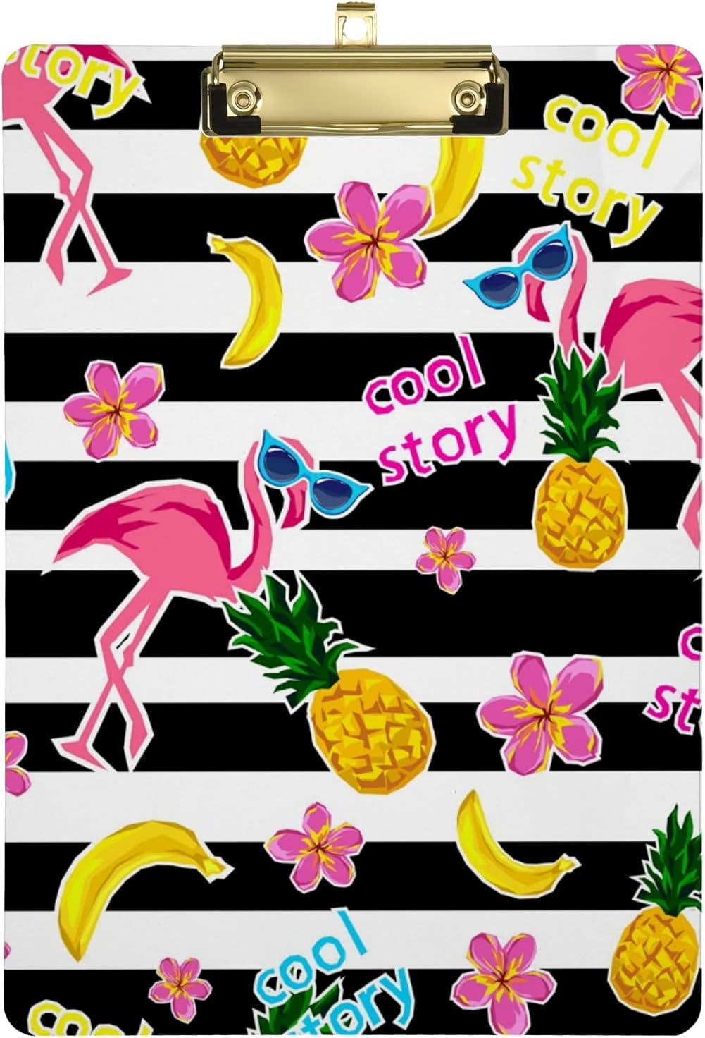 ZHANZZK Cool Pink FlamingoYellow Pineapple Clipboard Hardboard Wood ...