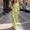 AHTJRT Womens 2 Piece Outfits Textured Knit V Neck Short Sleeve Tops ...