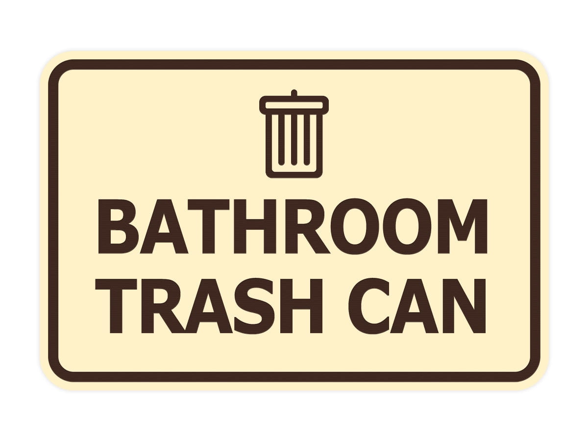 Signs ByLITA Classic Framed Bathroom Trash Can Sign (Ivory/Dark Brown ...