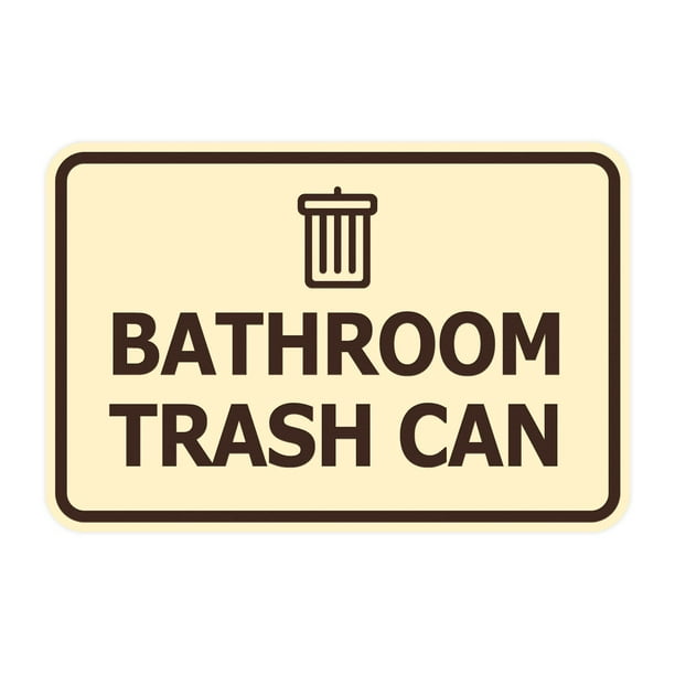 Signs ByLITA Classic Framed Bathroom Trash Can Sign (Ivory/Dark Brown ...