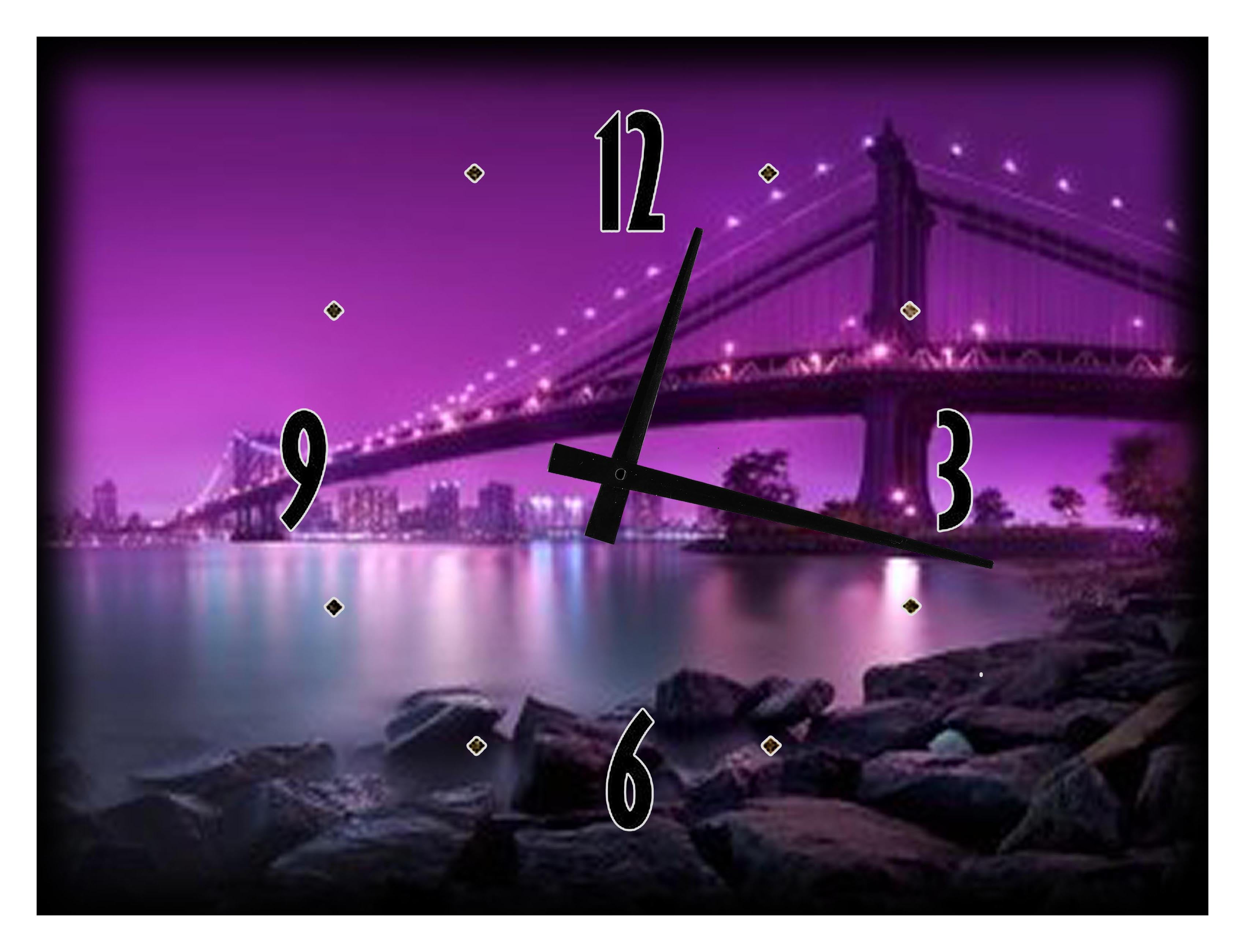 WAll Clock on Canvas Print Bridge Skyline Manhattan New York River ...