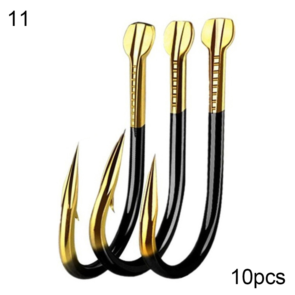 10Pcs Premium Iron Barbed Outdoor Fishing Hooks Bait Holder Fish Tackle ...
