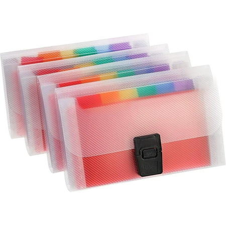 4 Pack Mini Document File A6 7.1 X 4.45 X 1.1 Inch Rainbow Expanding ...
