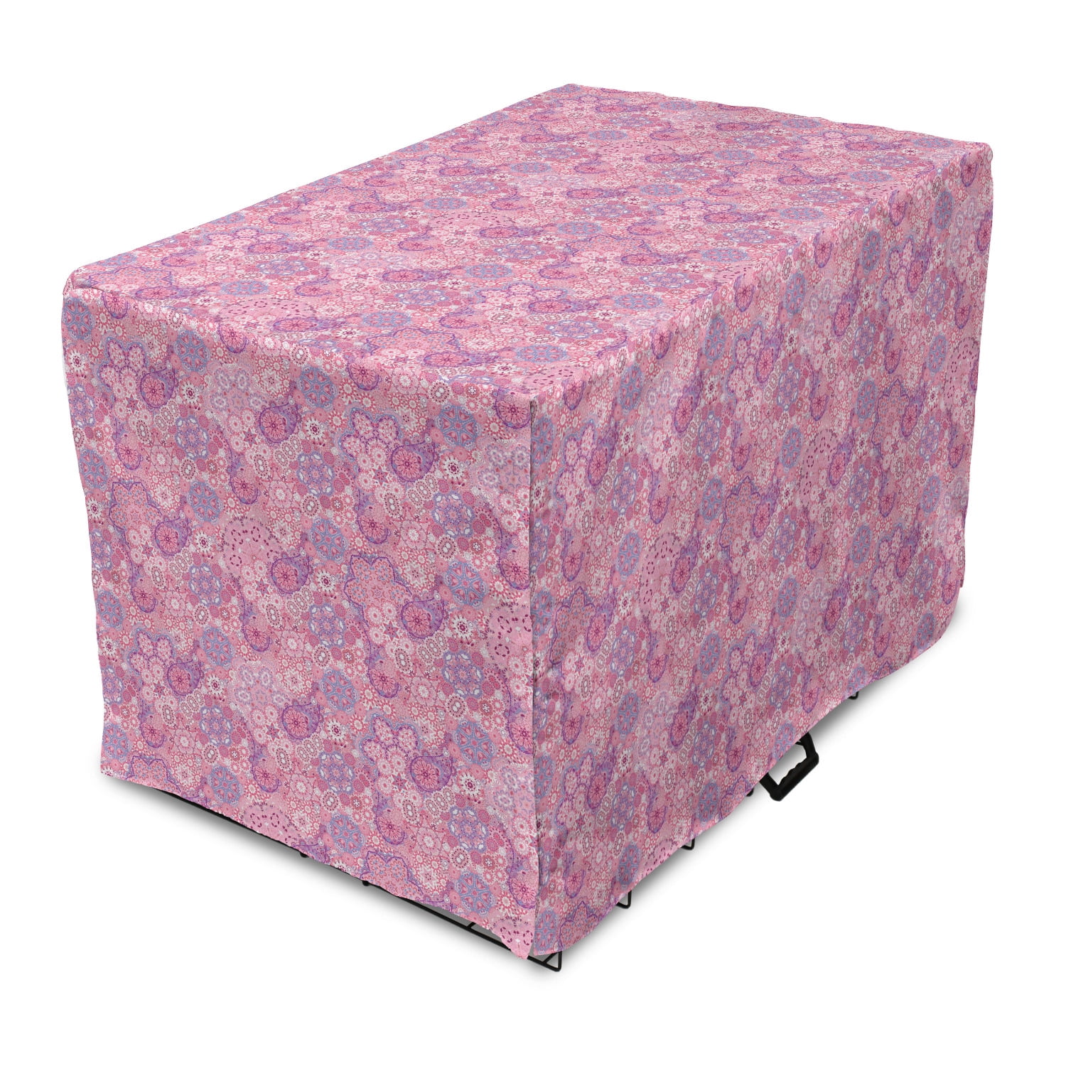 Mauve Dog Crate Cover, Orient Bohemian Paisley Pattern Floral Folkloric ...