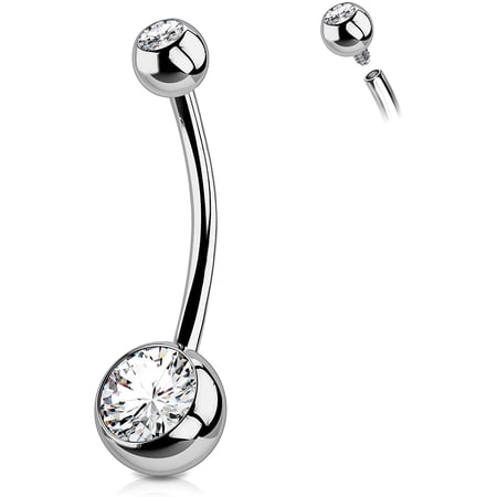 ICHUDAN Titanium Belly Button Rings Internally Threaded Navel Piercing ...