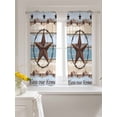 Country Star Blue Curtains 45 Inch Length, Sheer Curtains for Bedroom ...