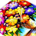 3drose, Superb Bunch of Yellow,blue,purple Flowers in a Base on the Wet ...