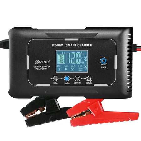 Butwevi HTRC 12V/24V Automatic Car Battery Charger for Motorcycle RV ...