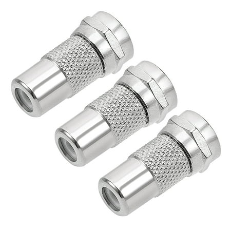 F Type Male to RCa Female Silver Tone RF Coaxial Adapter Connector 3pcs ...