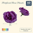50 Pack Silk Purple Roses, Stemless Artificial Flowers for Wedding ...
