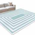 Blue Concentric Squares Washable Living Room Rugs 5'x7', Modern ...