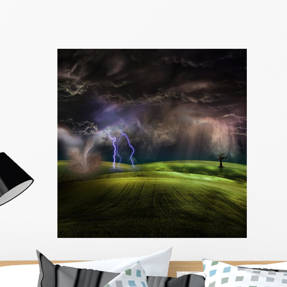 Tornado Stormy Landscape Wall Mural by Wallmonkeys Peel and Stick ...