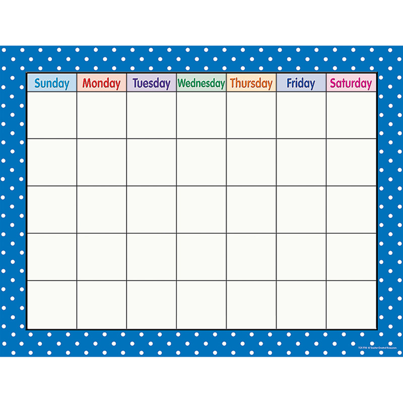 BLUE POLKA DOTS CALENDAR CHART - Walmart.com