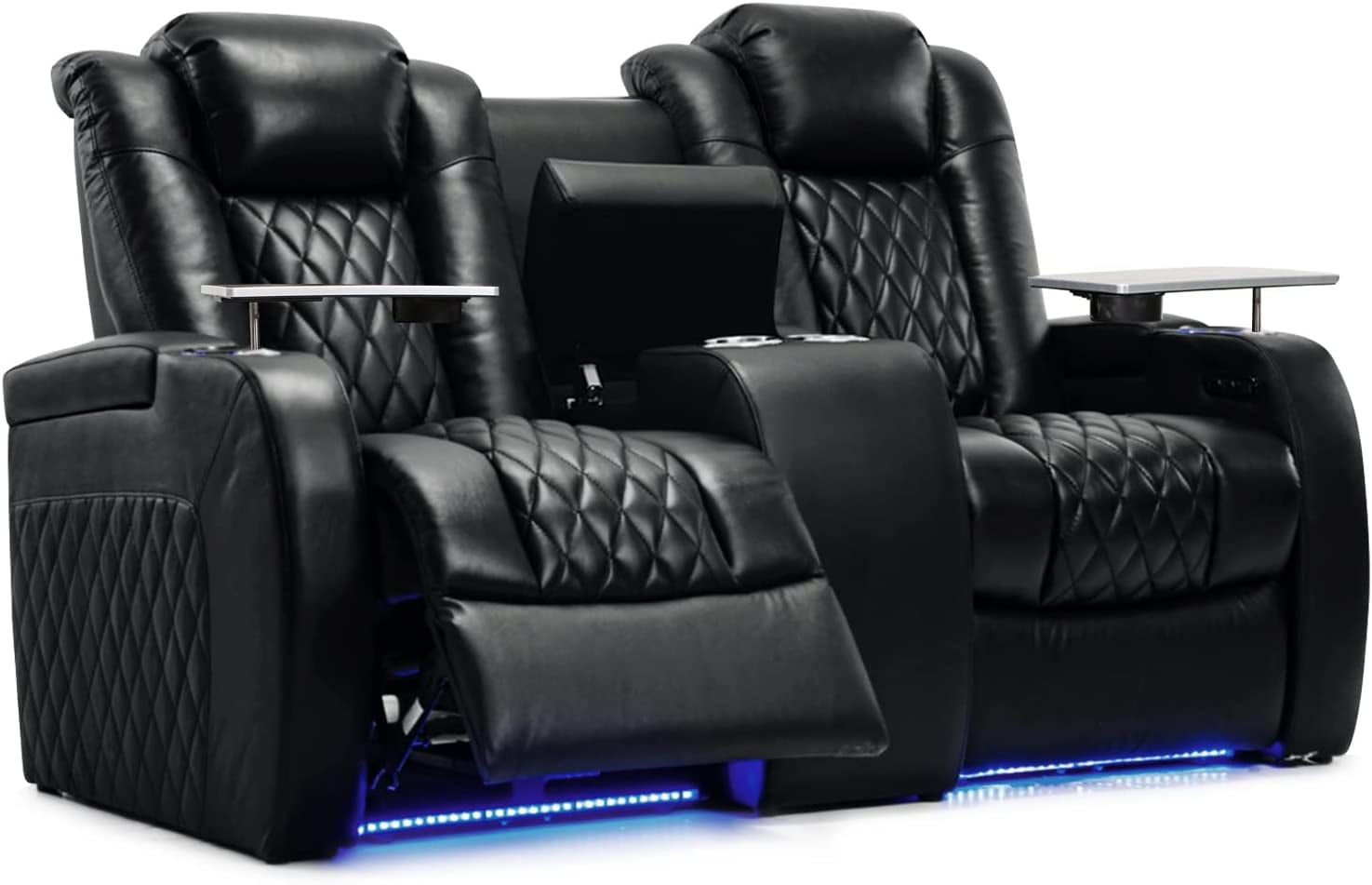 Weilianda Home Theater Seating Top Grain Leather Recliner Chair Dual ...