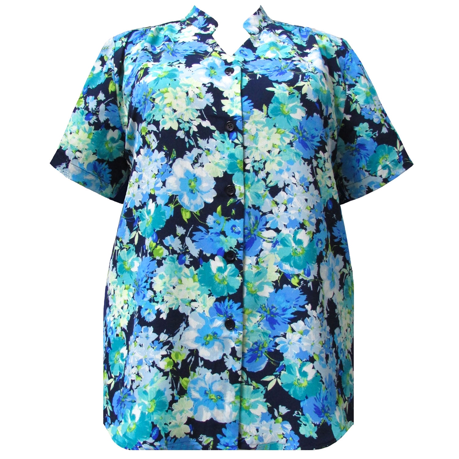 A Personal Touch Women's Plus size Short Sleeve Mandarin Collar V-Neck ...