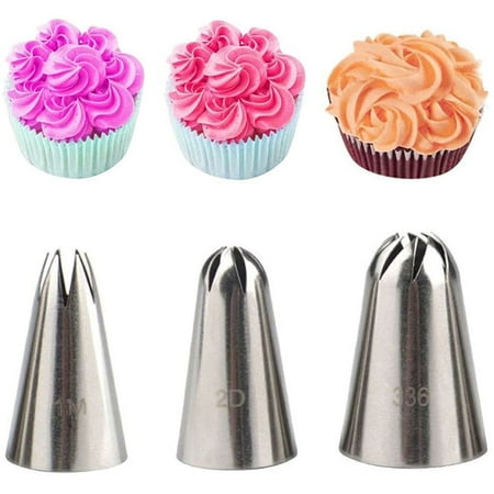 3 Pcs Icing Piping Tips Set,Stainless Steel Rose Flower Icing Piping ...