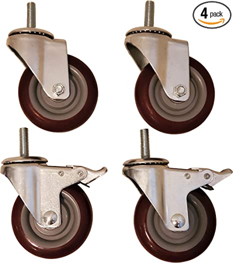 4-Pack Stem Casters (2-Swivel and 2-Braking Swivel) (4-INCH) - Walmart.com