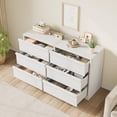 54" Wide White 8-Drawer Modern Dresser, Wooden Chest with Recessed ...
