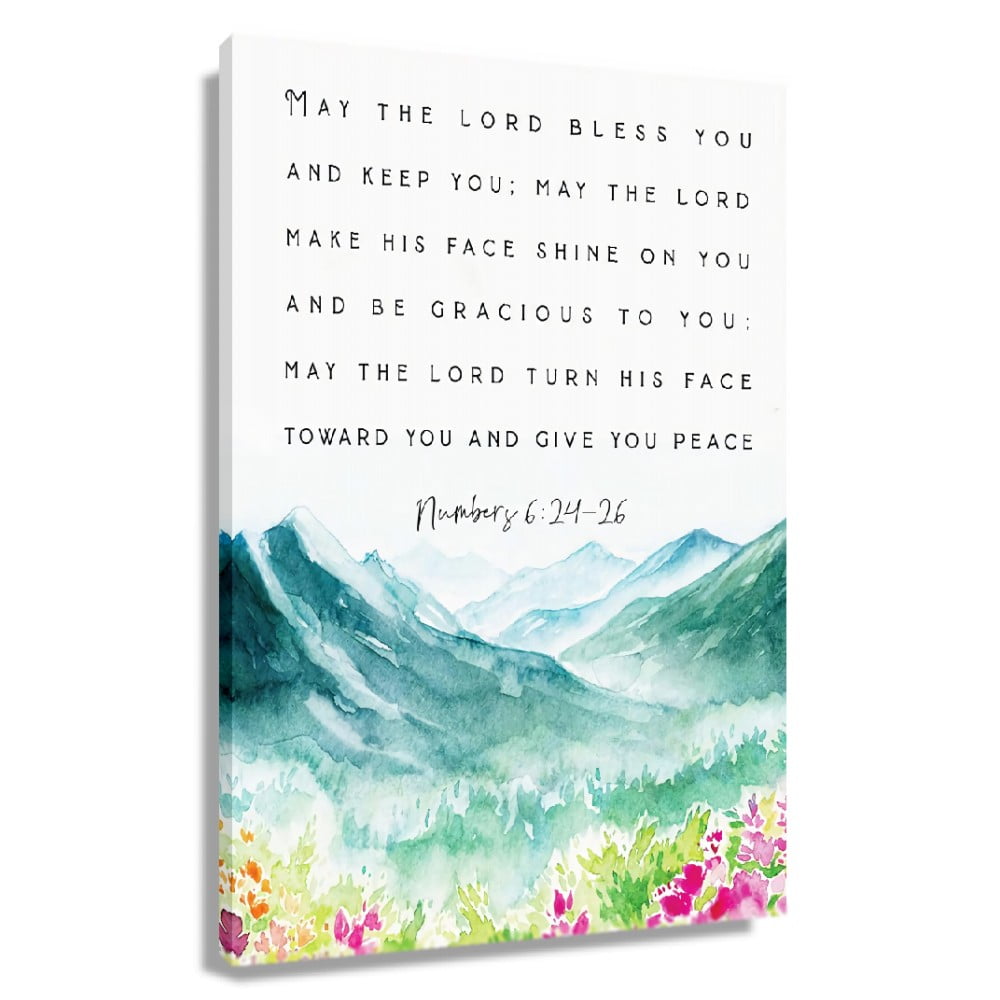 Bible Verse Canvas Wall Art Mountain Flower Posters Numbers 6 24-26 ...