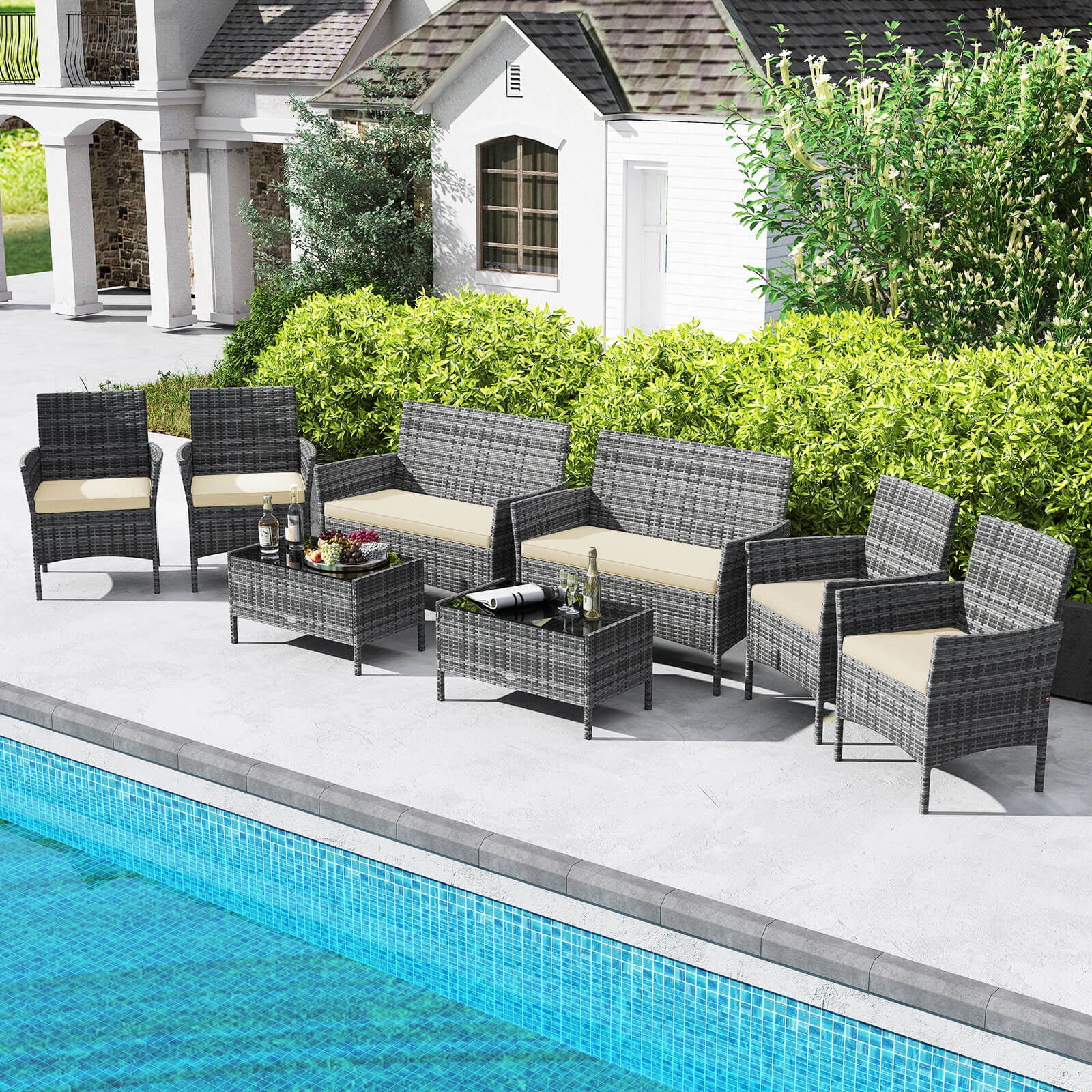 Click here for Costway 8 Pcs Patio Furniture Set With Washable Cu... prices