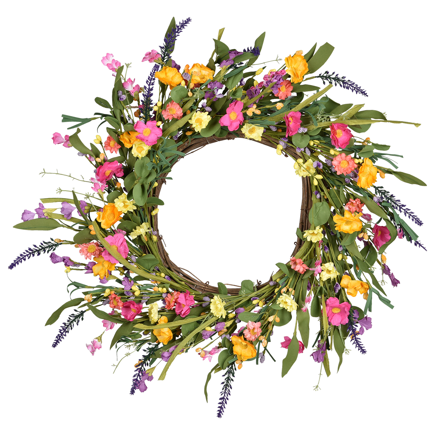 Coolmade Decor Wreath 24" Daisy and Lavender Wreath Beautiful ...