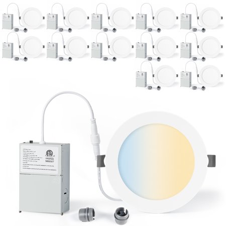 LUMINEPTIC 6 Inch 12 Pack 5CCT Dimmable Slim Recessed LED Pot Lights ...