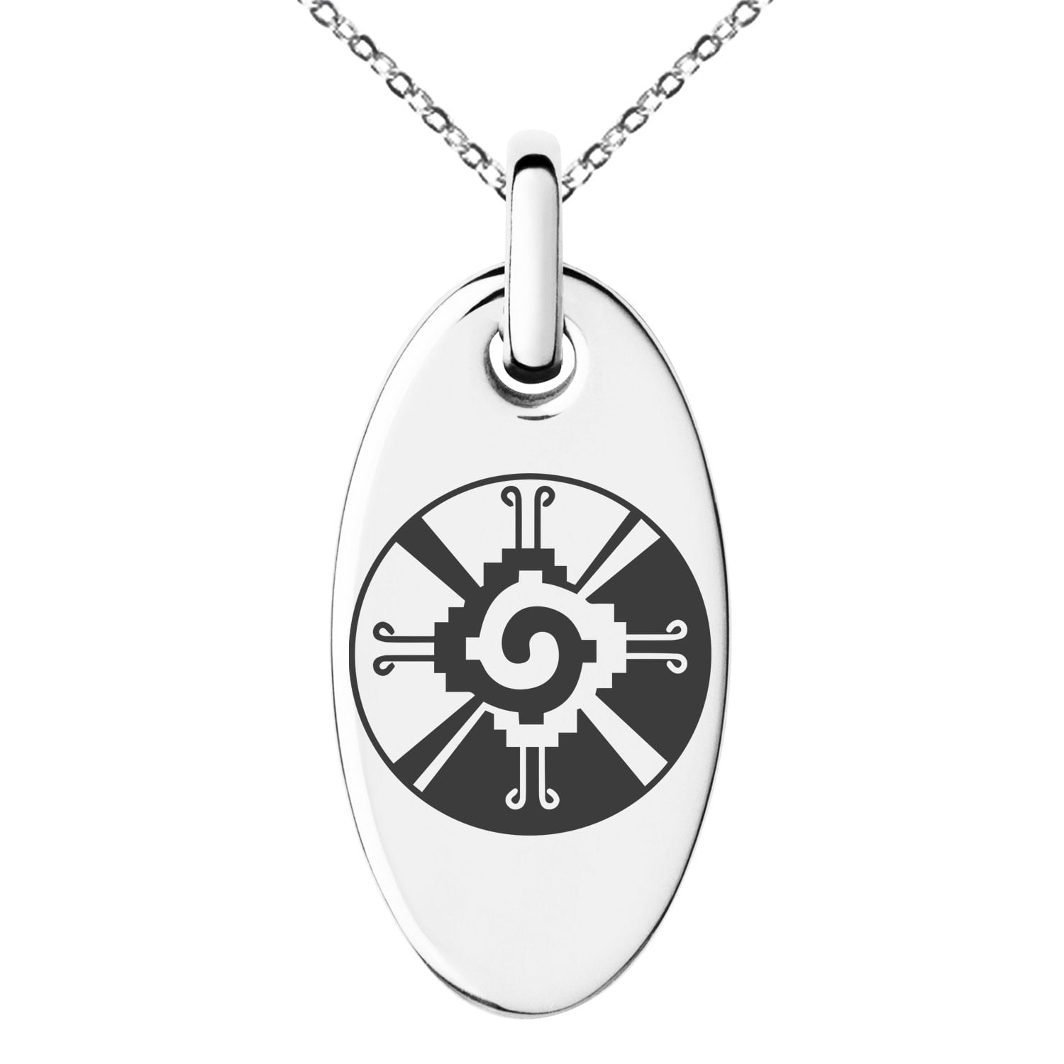 Stainless Steel Mayan Hunab Ku Rune Engraved Small Oval Charm Pendant ...