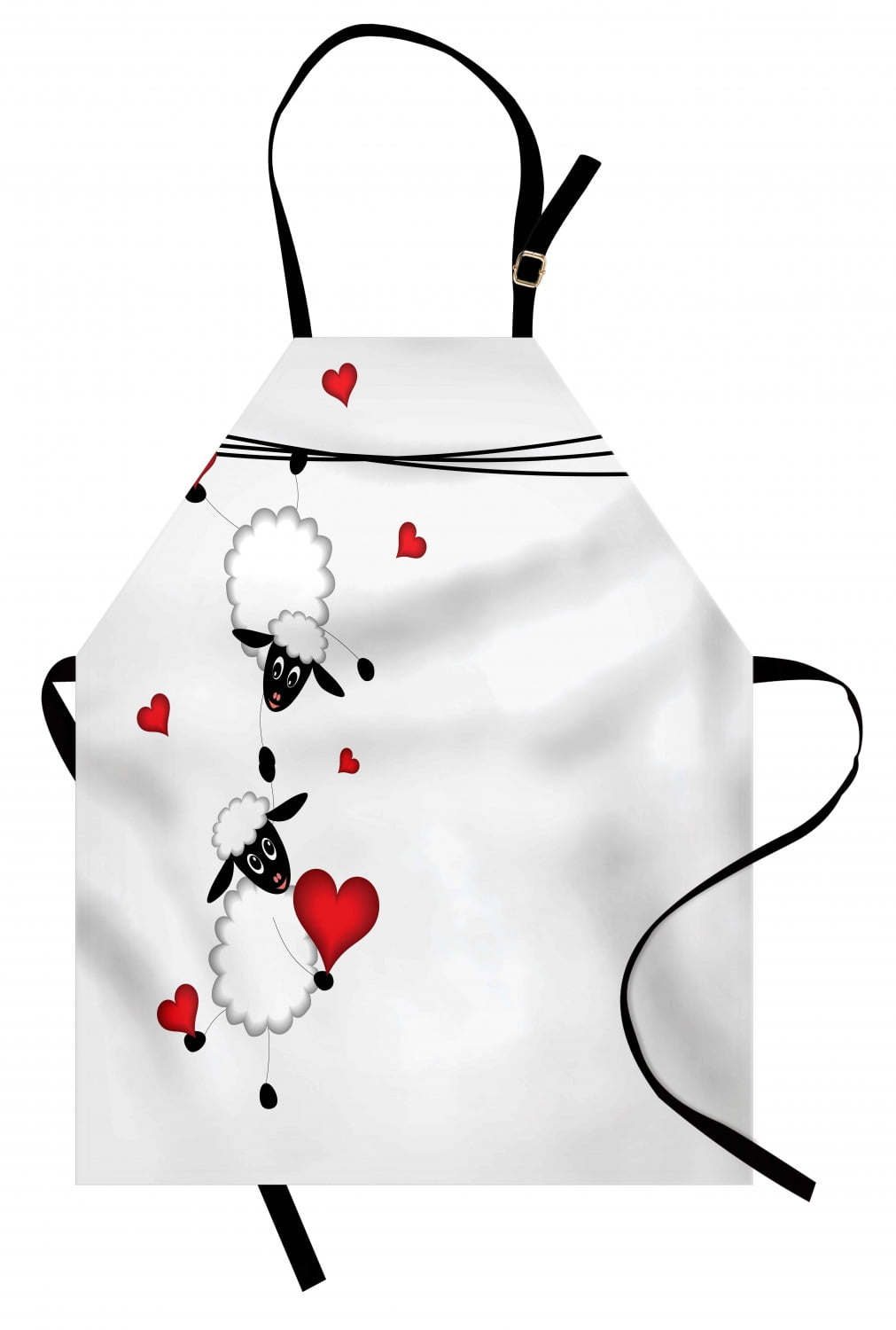 Animal Apron Sheep Couple with Heart Shapes in Love Hanging On Washing ...