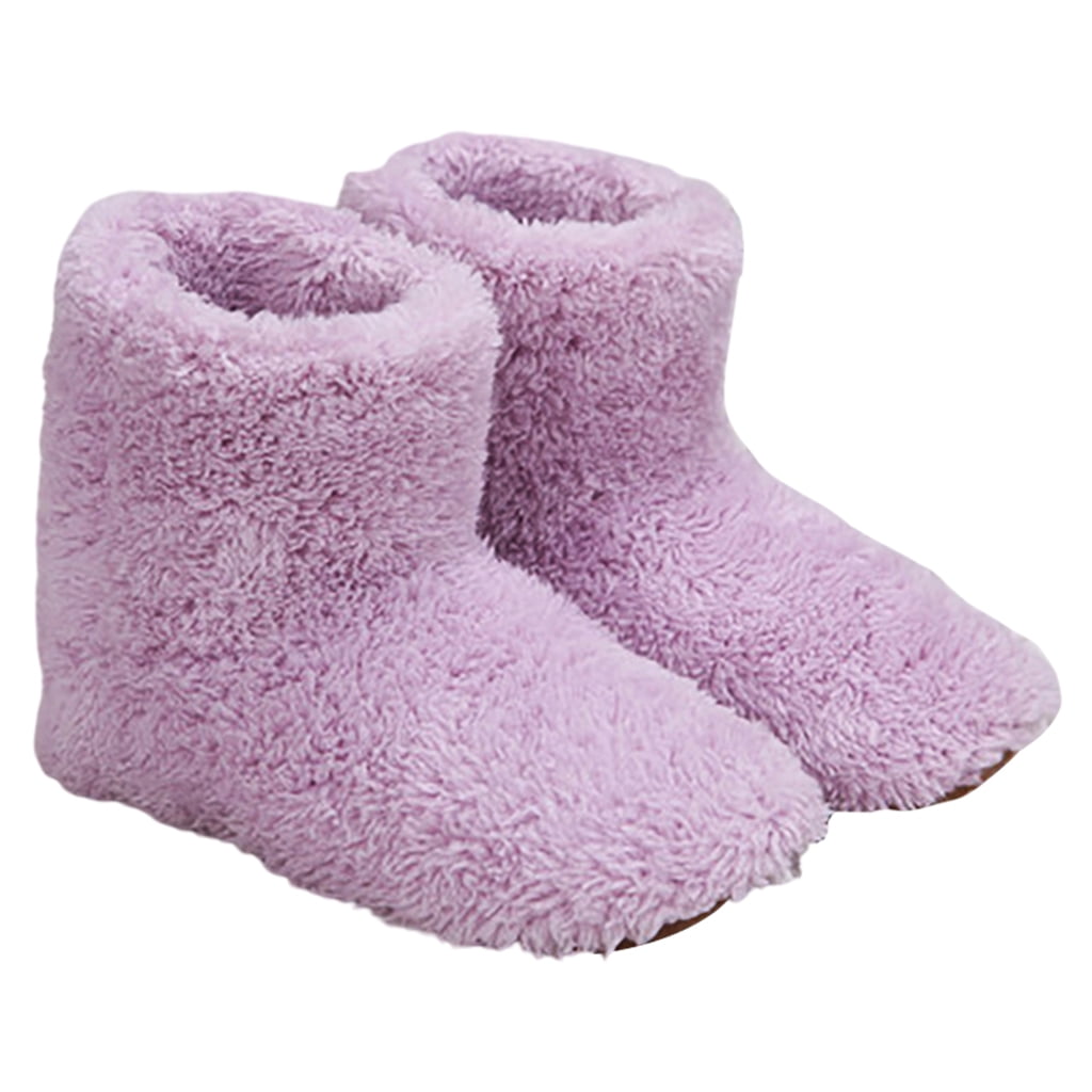 USB Electric Rechargeable Heating Slippers Heated Plush Shoe pink ...
