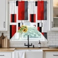 Black Red Swag Curtain Valance for Window 2 Panels Color Block ...