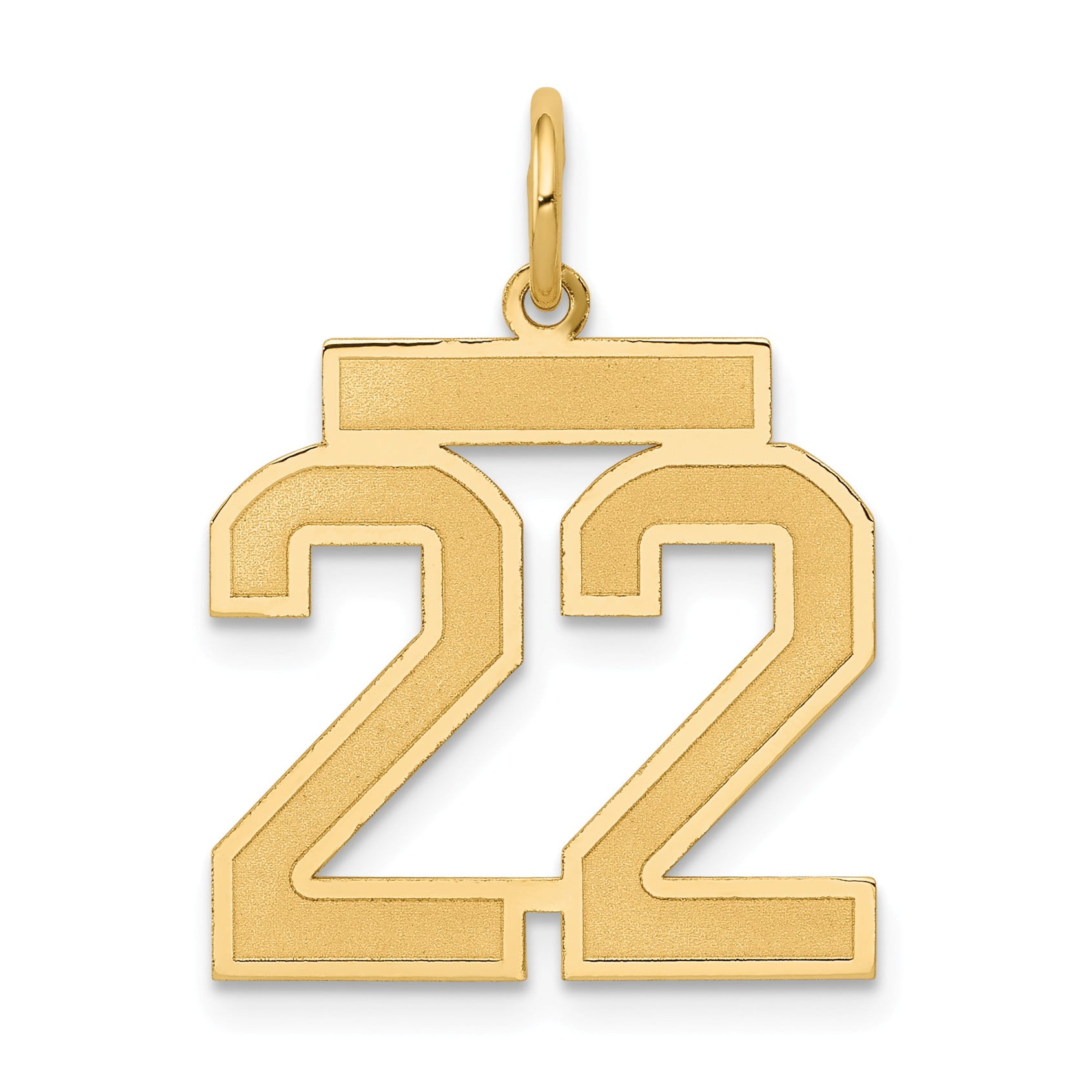 14k Medium Satin Number 22 Charm in 14k Yellow Gold - Walmart.com