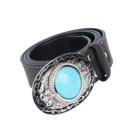 Western Cowboy Leather Belt Waist Strap Turquoise Buckle Native ...