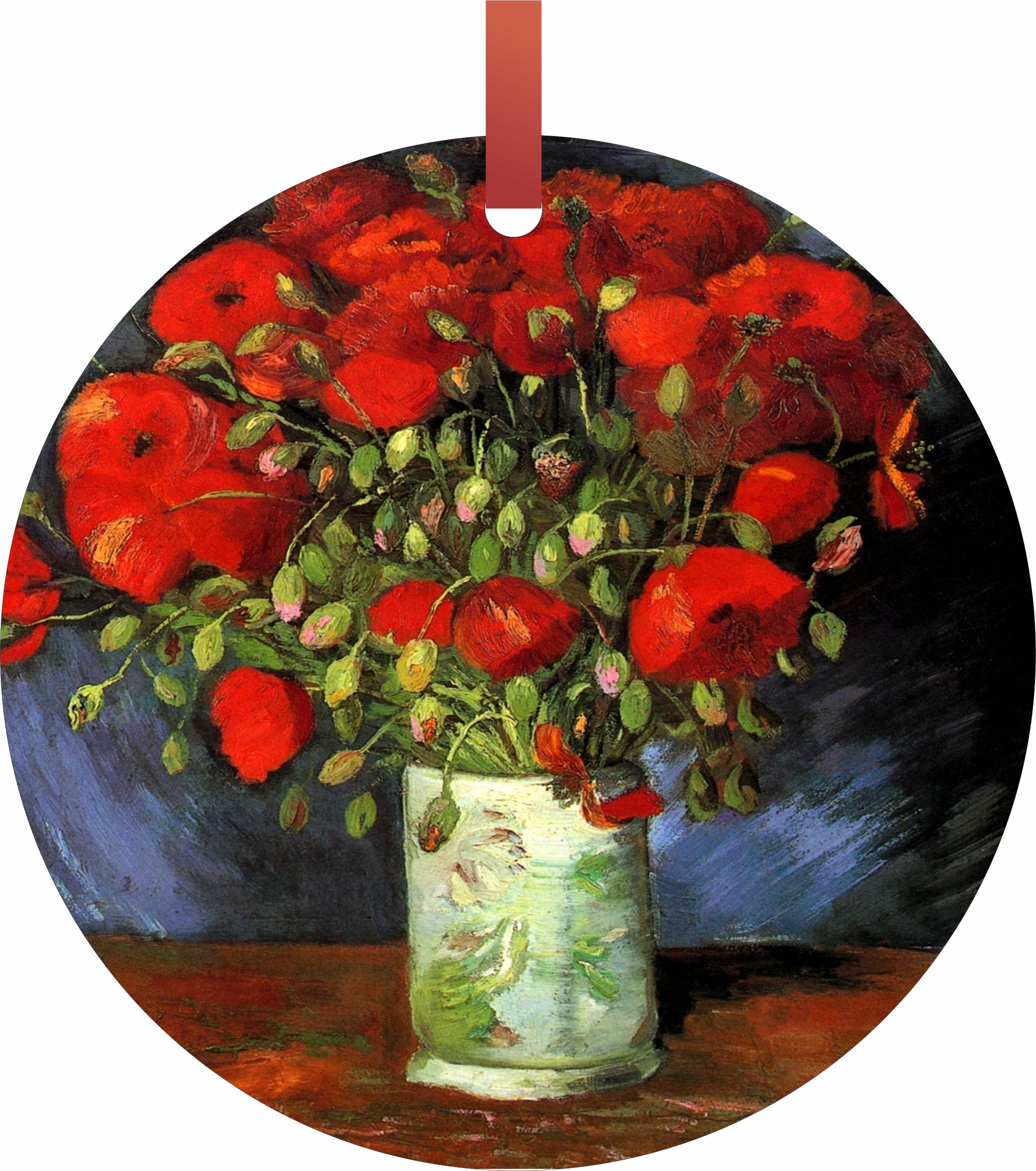 Artist Claude Monet's Vase of Red Poppies Flat Round - Shaped Christmas ...