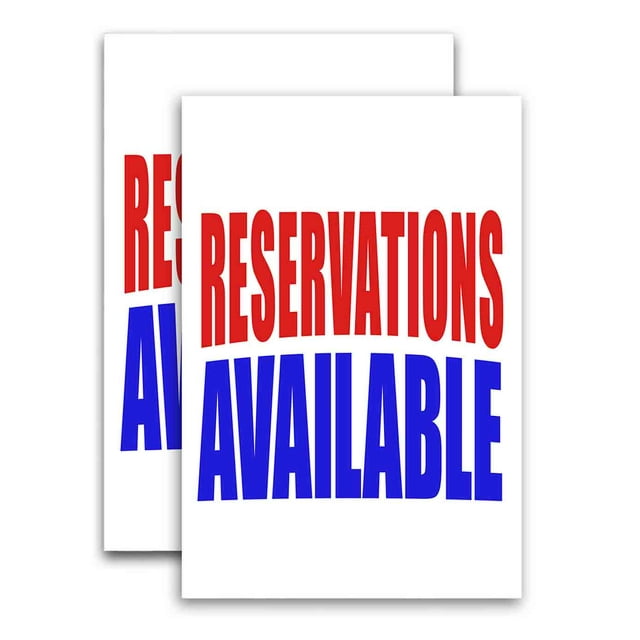 Reservations Available (24" X 36") Vinyl Decal Only (Pack of 2) |Sign ...
