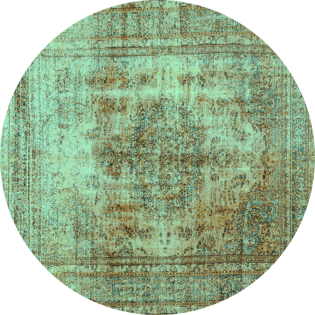 Ahgly Company Indoor Round Abstract Turquoise Blue Contemporary Area ...