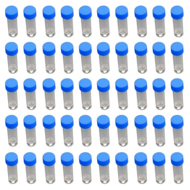 50 Pieces 5ml Clear Plastic Graduated Vial Tube with Blue Screw Caps ...