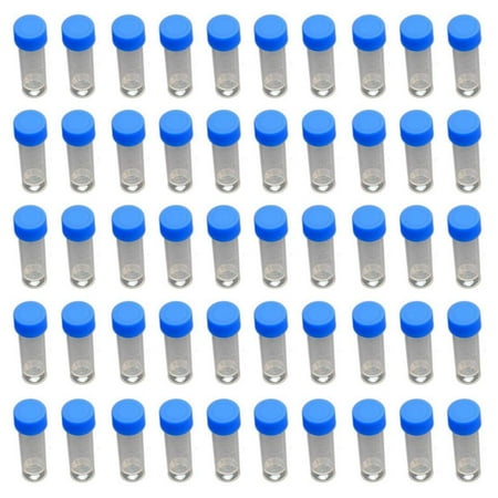 50 Pieces 5ml Clear Plastic Graduated Vial Tube with Blue Screw Caps ...