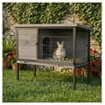 Rabbit Hutch Outdoor Wooden, Bunny Cage with Tray & Open Roof ...