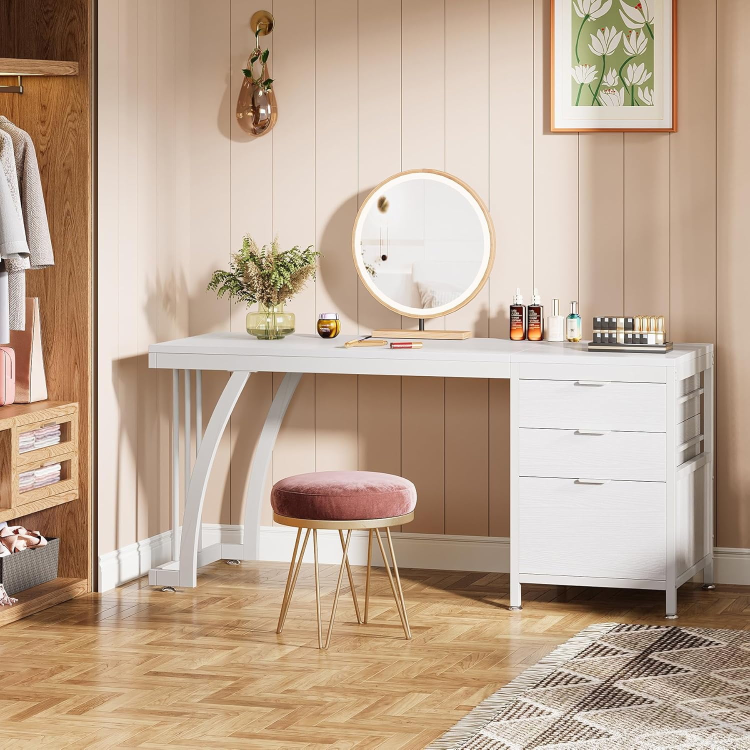 Click here for Tribesigns 59-Inch Vanity Desk With 3 Reversible D... prices