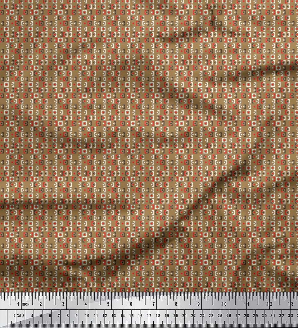 Soimoi Crepe Silk Fabric Geometric Small Print Fabric by The Yard 42 ...