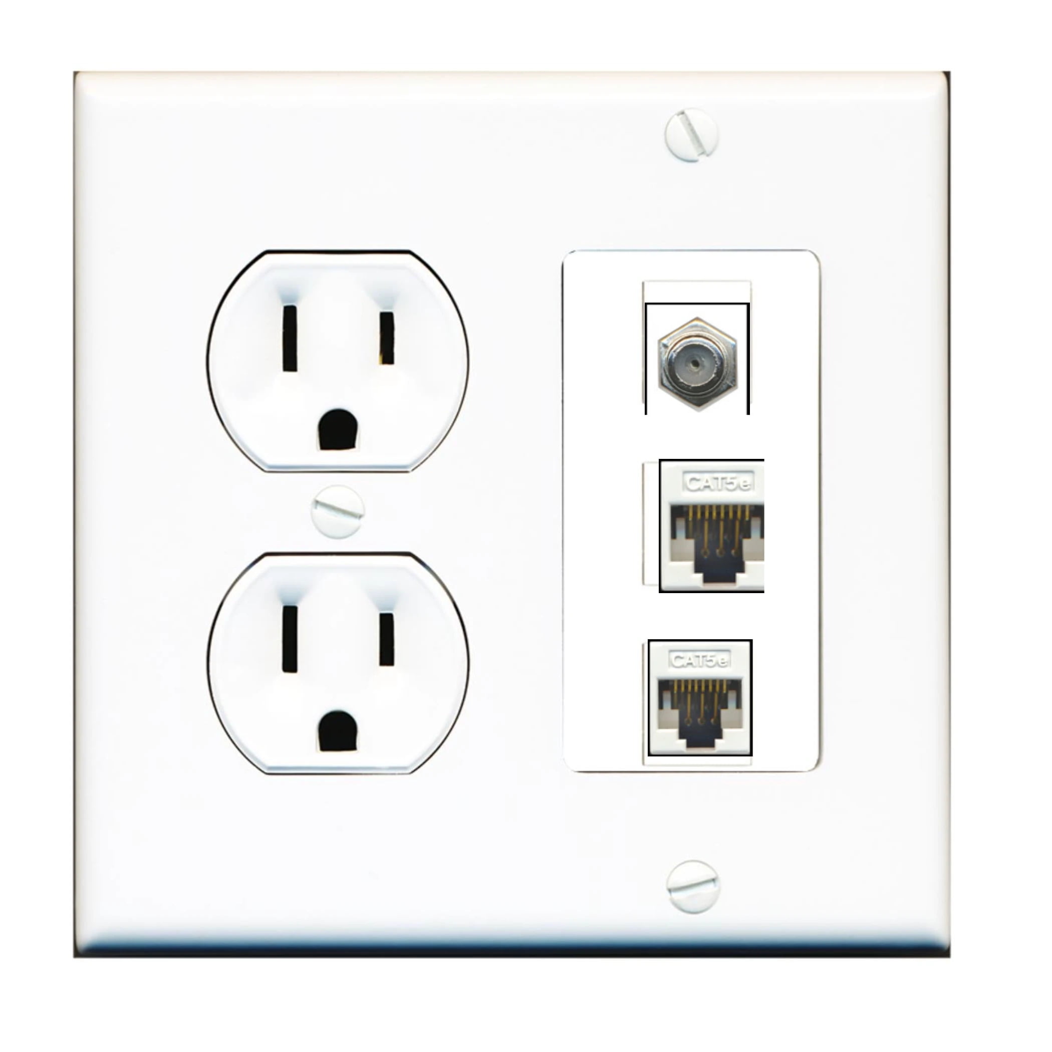 Ultra Spec Cables Custom Round Outlet Wall Plate White with up to 3 ...