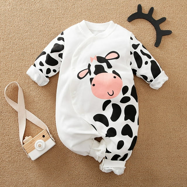 0-18M Newborn Infant Baby Boy Girls Long Sleeve Romper Cartoons Bodysuit Clothes One-piece ...