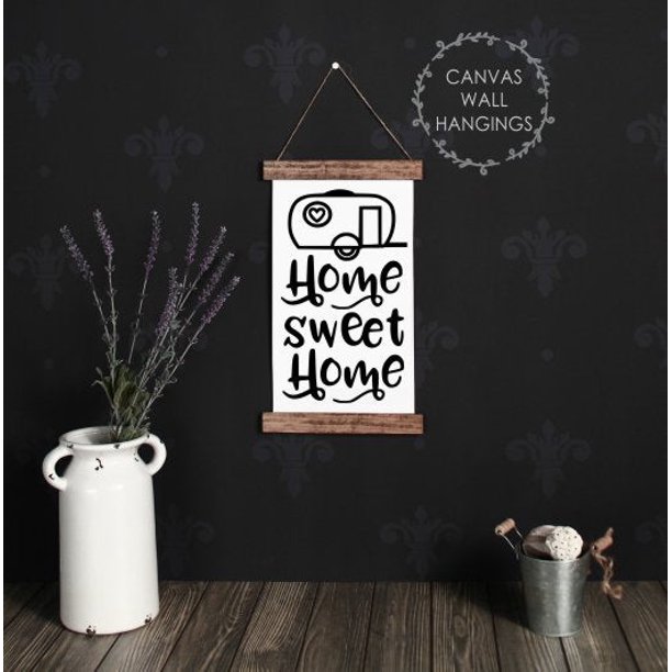 Wood Canvas Sign Wall Hanging, Home Sweet Home Vintage Camper Art 9x15 ...