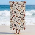 Brown Grey Dog Paw 2-in-1 Beach Towel Backpack,Quick Dry Beach Towel ...