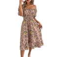 Ailaofu Women's Loose Floral Short Sleeve Casual Spring Summer Dress ...