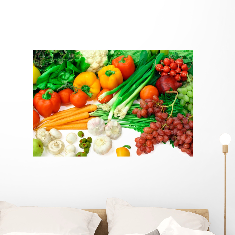 Vegetables and Fruits Arrangement Wall Mural by Wallmonkeys Peel and ...