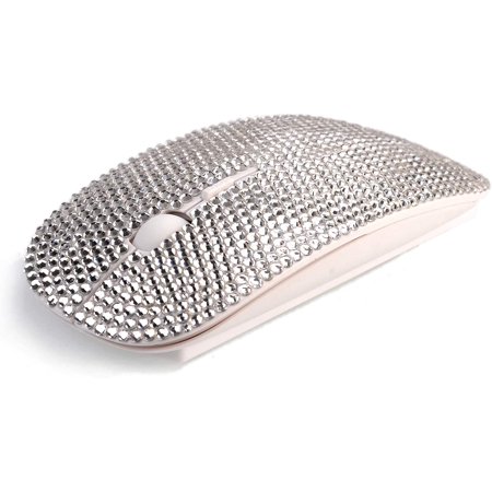 10 Ones Design Bling Wireless Mouse Sparkly, Silver Rhinestone Glitter ...