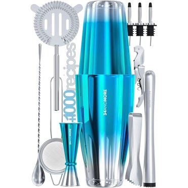 Professional Mixology Bartender Kit: 10-Piece Bar Set with Bamboo Stand ...