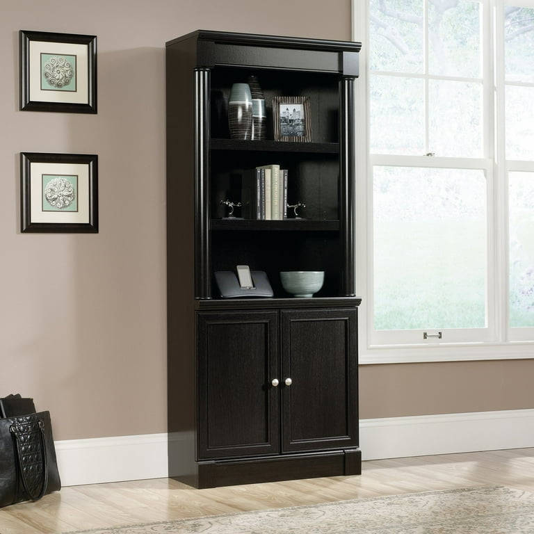 Sauder Palladia Library Bookshelf Furniture with 5 Shelves and Storage in Wind Oak Walmart