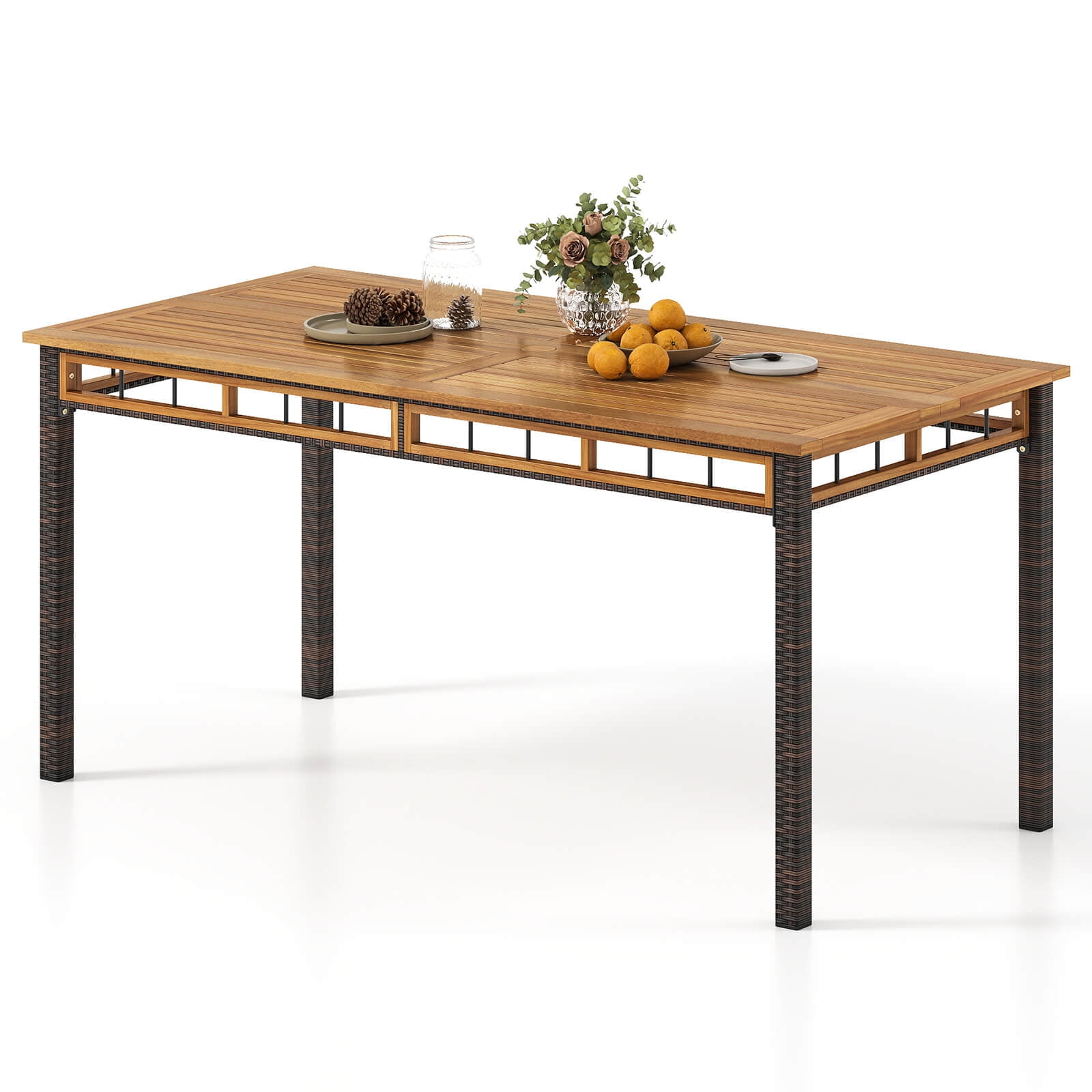 Click here for Costway 63 Outdoor Dining Table With Acacia Wood S... prices